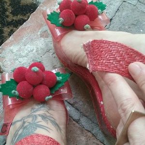 Miss L-Fire | Shoes | Miss Lfire Brand Red Glittery Wedges | Poshmark